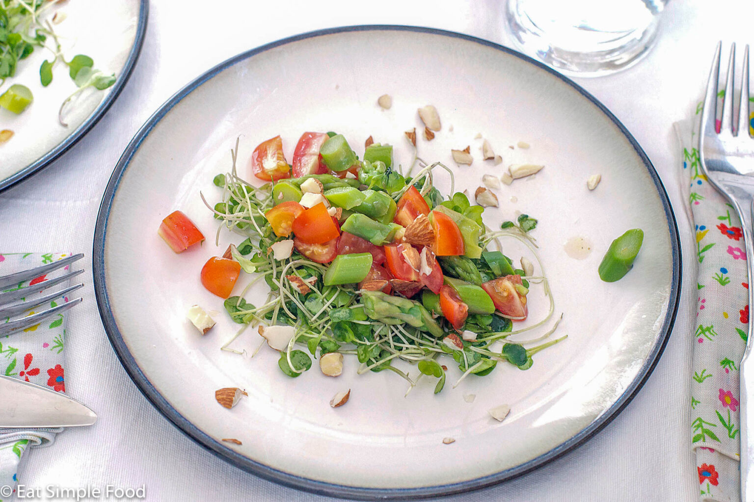 Microgreen Salad with Asparagus and Tomatoes Recipe - Eat Simple Food