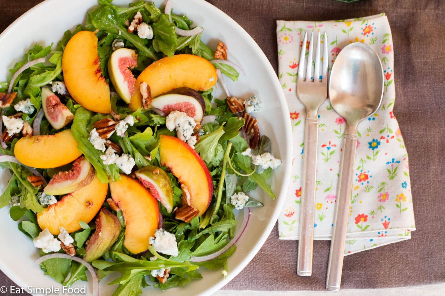 Peach, Fig, Blue Cheese, and Arugula Salad Recipe & Video - Eat Simple Food